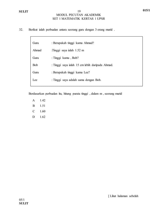 Modul pecutan upsr matematik | DOC
