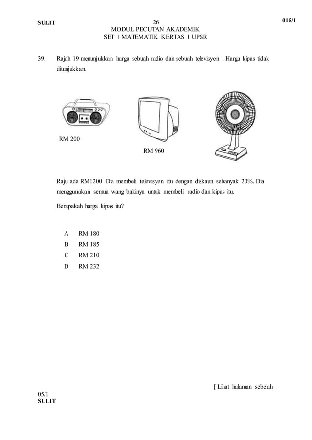 Modul pecutan upsr matematik | DOC