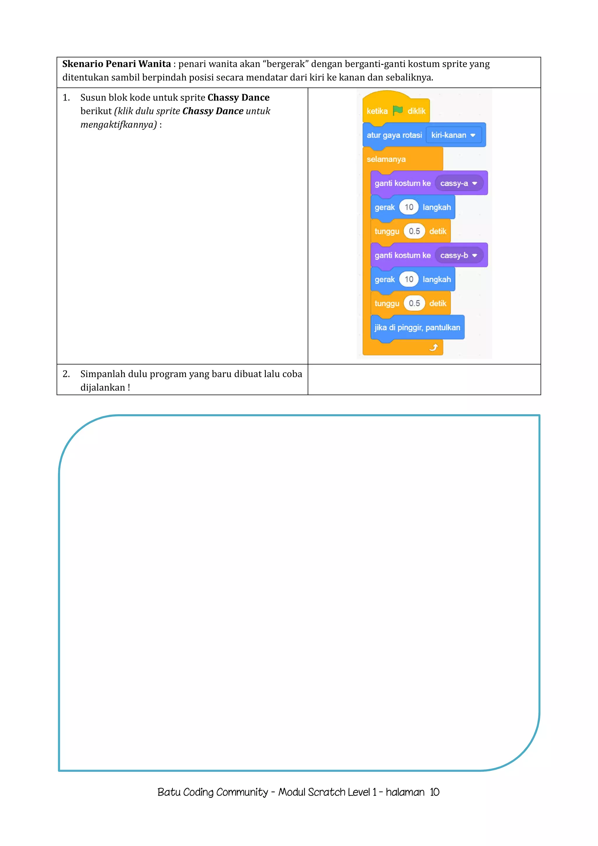 Modul pelatihan coding scratch level 1 | PDF