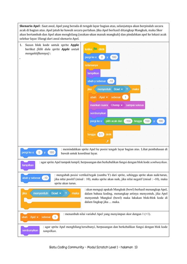 Modul pelatihan coding scratch level 1 | PDF