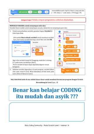 Modul pelatihan coding scratch level 1 | PDF