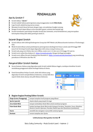 Modul pelatihan coding scratch level 1 | PDF