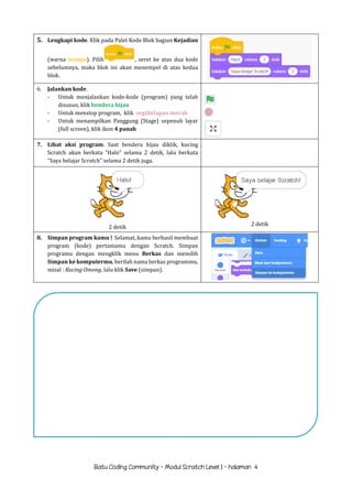 Modul pelatihan coding scratch level 1 | PDF
