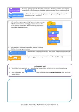 Modul pelatihan coding scratch level 1 | PDF