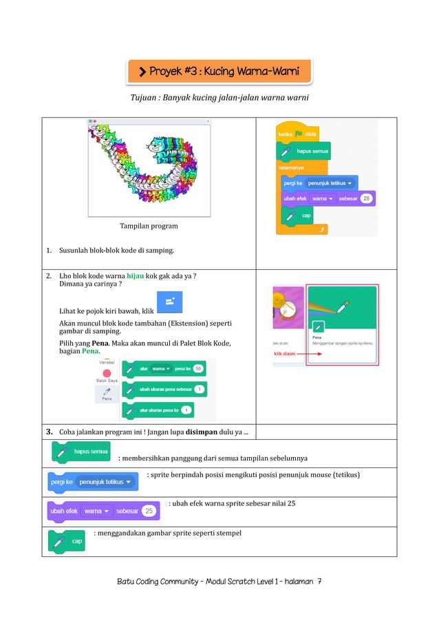 Modul pelatihan coding scratch level 1 | PDF