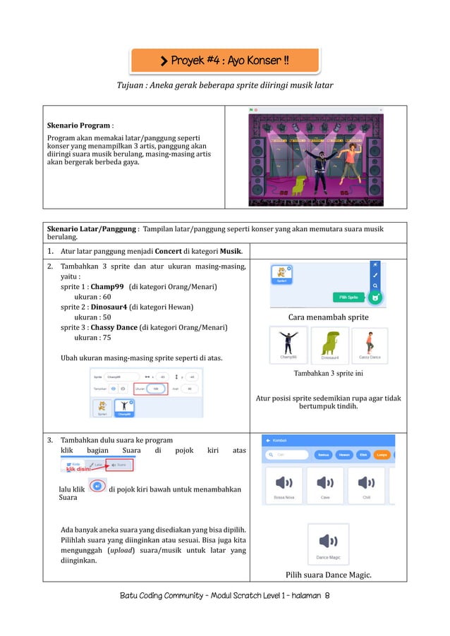Modul pelatihan coding scratch level 1 | PDF