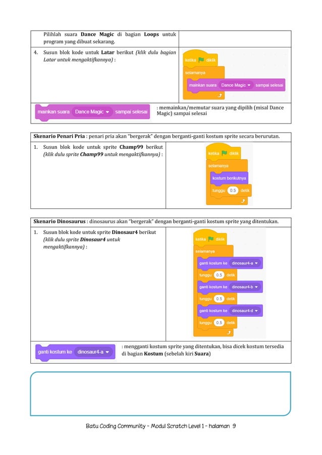 Modul pelatihan coding scratch level 1 | PDF