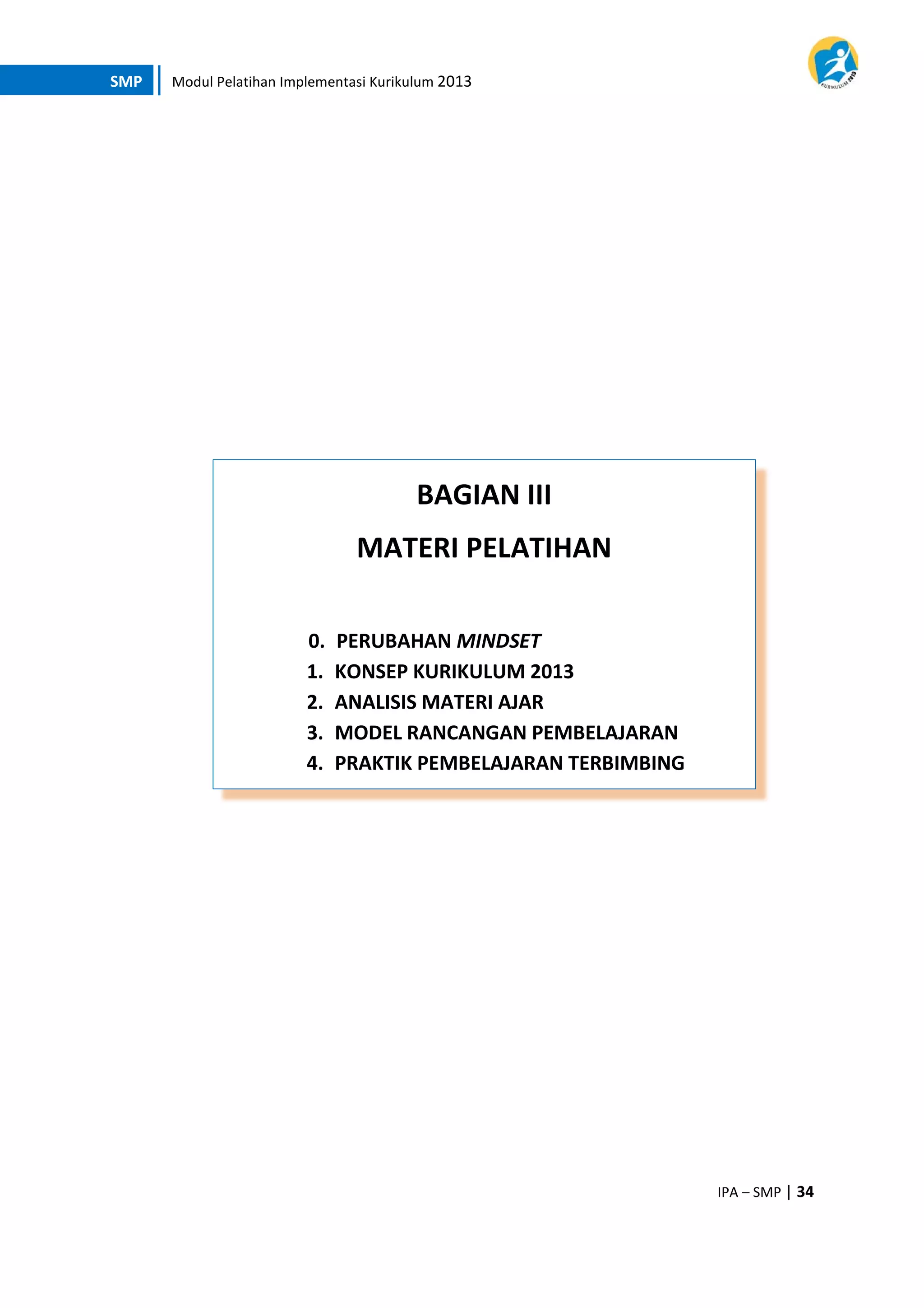 Modul pelatihan implementasi kurikulum 2013 | PDF