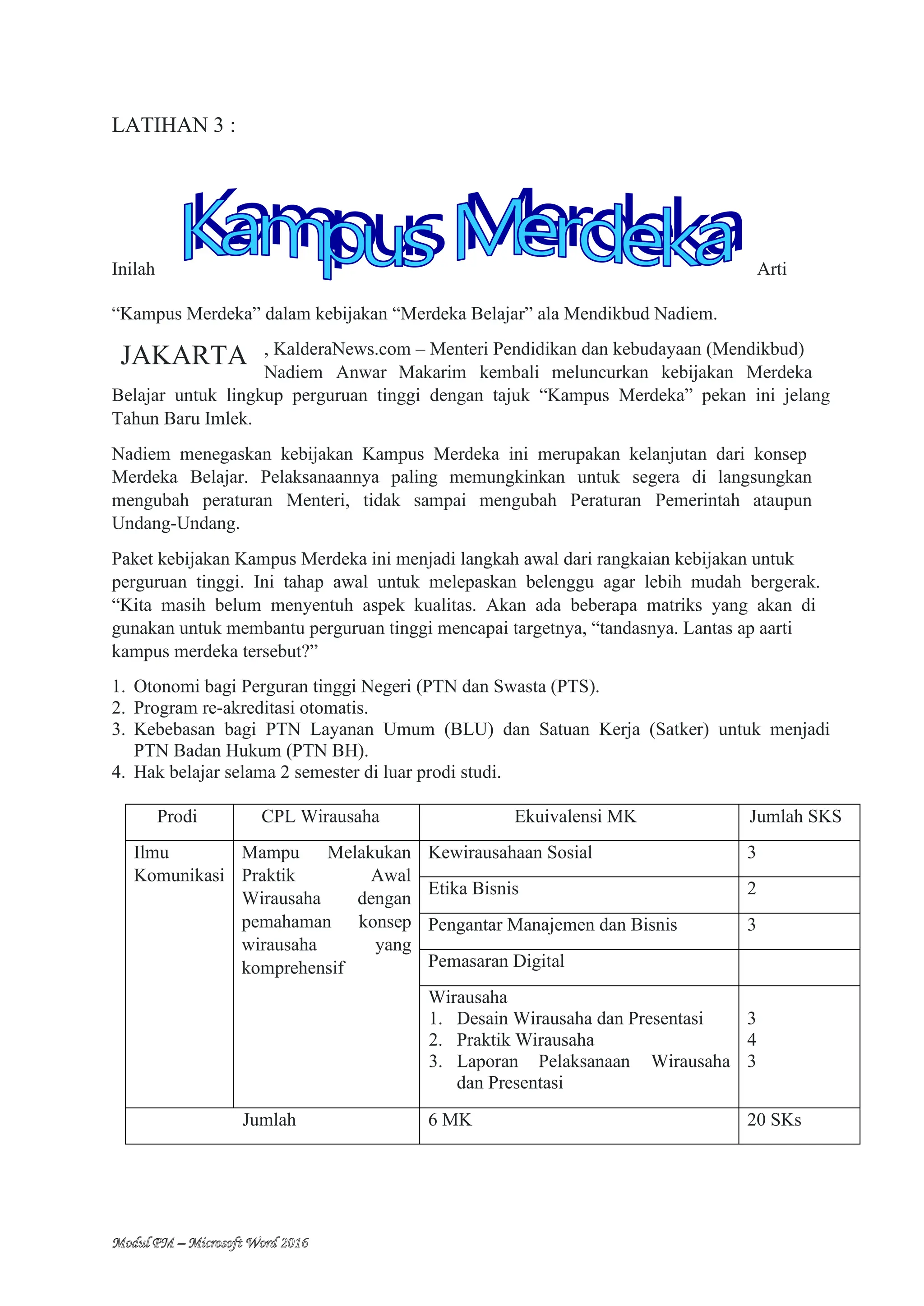 modul pelatihan word untuk pemula, mempelajari word | PDF