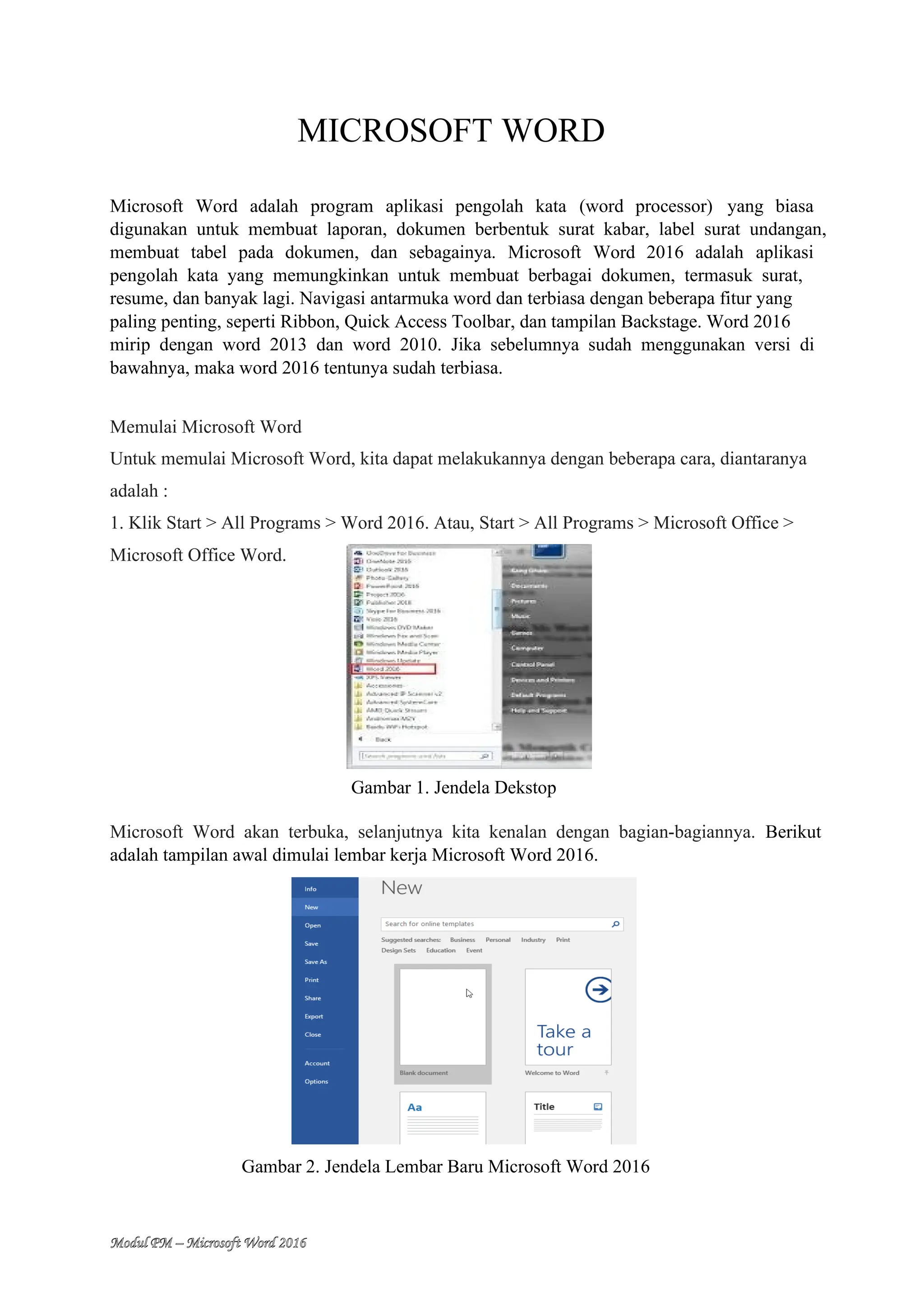 modul pelatihan word untuk pemula, mempelajari word | PDF