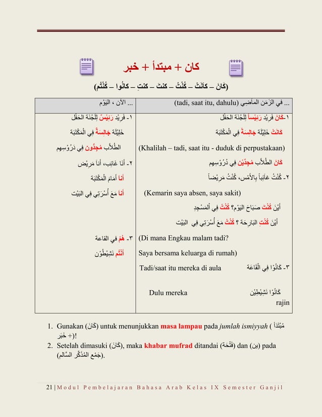 Modul pembelajaran Bahasa Arab kelas 9 MTs (semester ganjil) | PDF