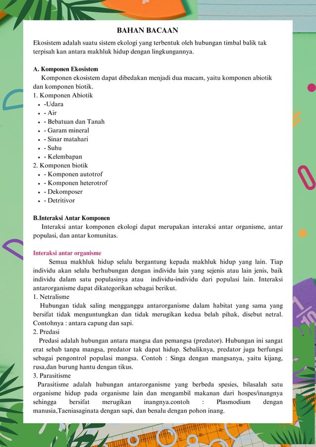 Modul Pembelajaran Ekosistem untuk kelas 10 sma semester 2 | PDF