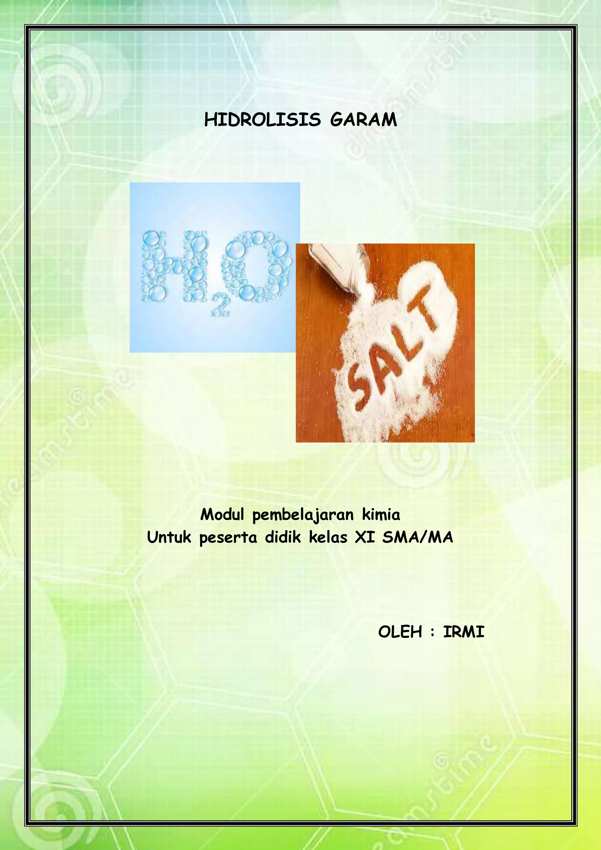 Modul pembelajaran kimia hidrolisis garam | DOCX
