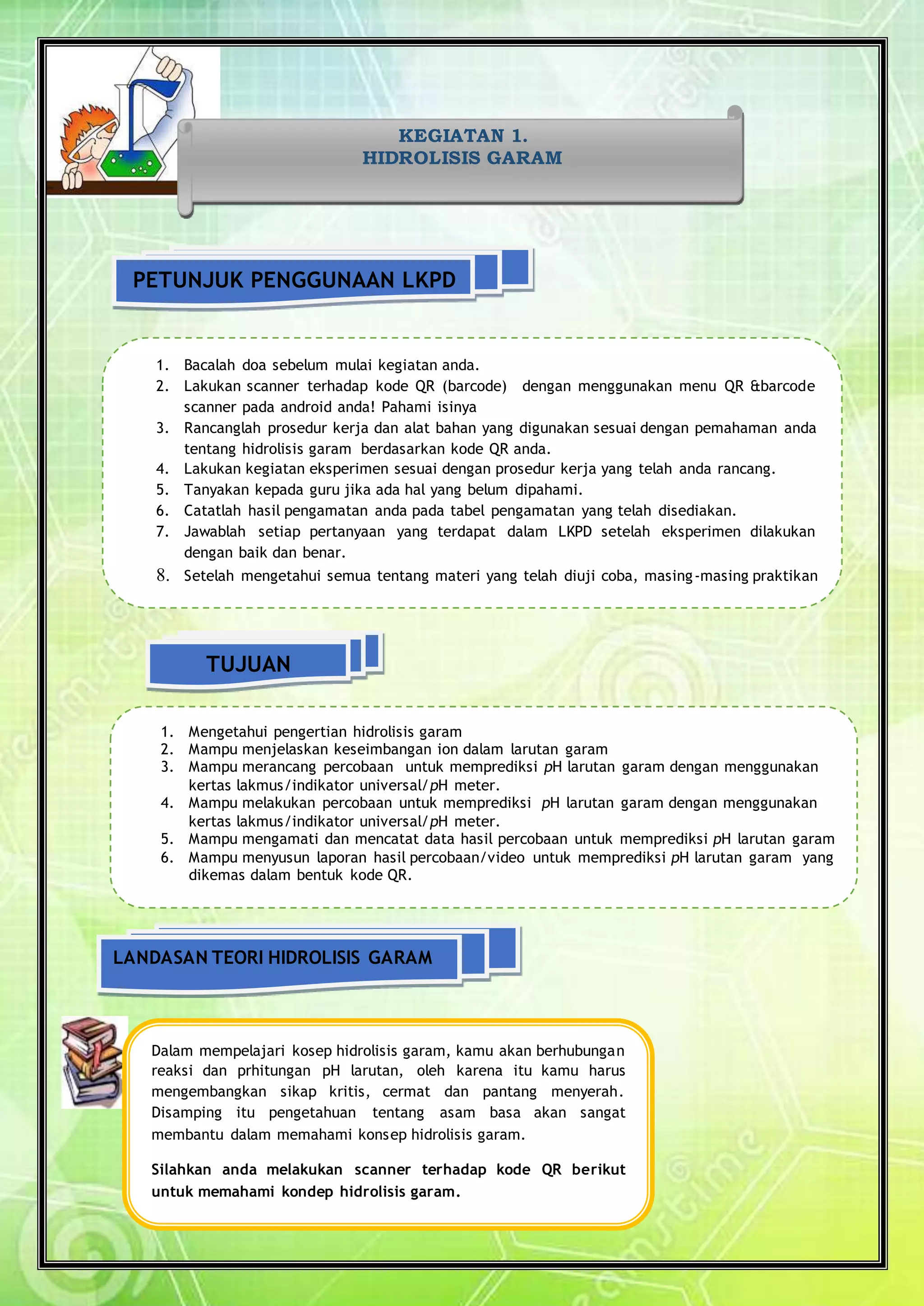 Modul pembelajaran kimia hidrolisis garam | DOCX