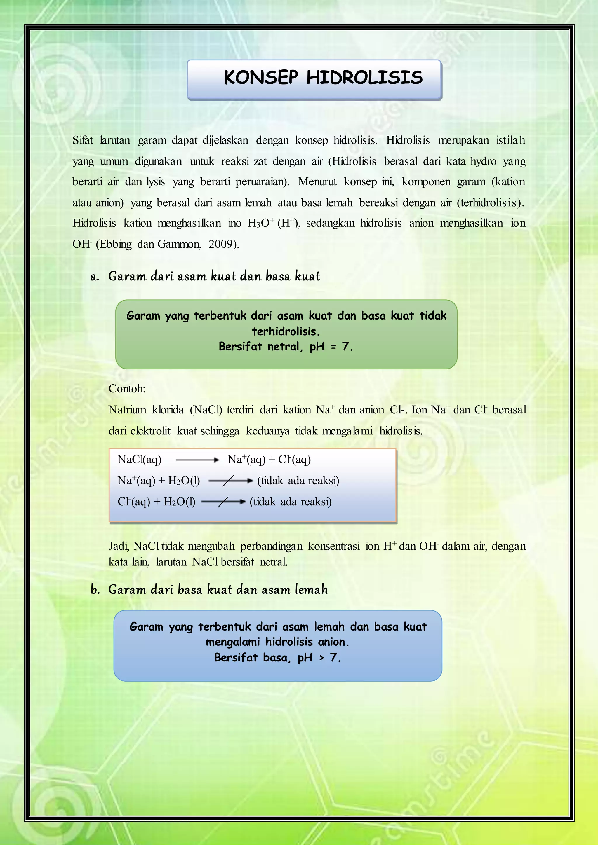 Modul pembelajaran kimia hidrolisis garam | DOCX