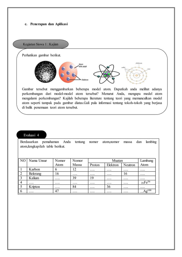 Modul pembelajaran kimia struktur atom | DOCX