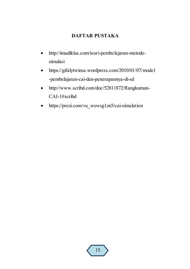 Modul pembelajaran model CAI Simulasi | DOCX