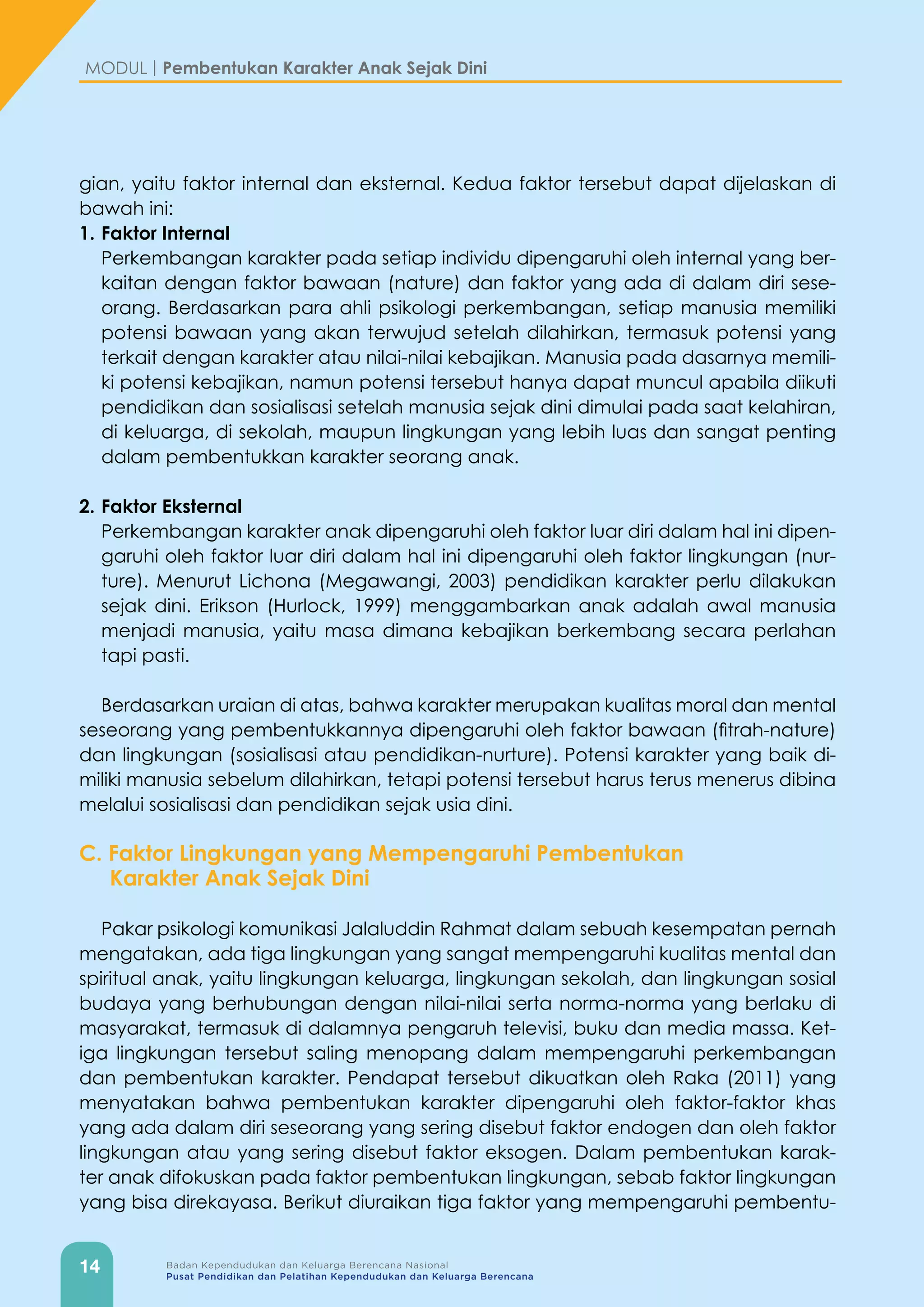 Modul pembentukan karakter sejak dini bkkbn rev4 | PDF