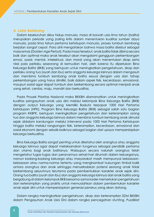 Modul pembentukan karakter sejak dini bkkbn rev4 | PDF