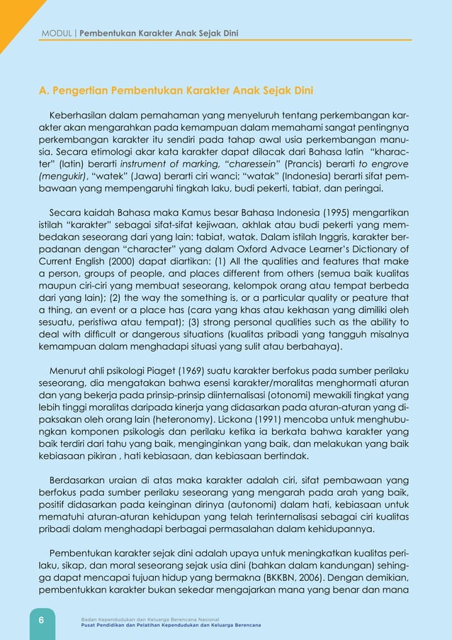 Modul pembentukan karakter sejak dini bkkbn rev4 | PDF
