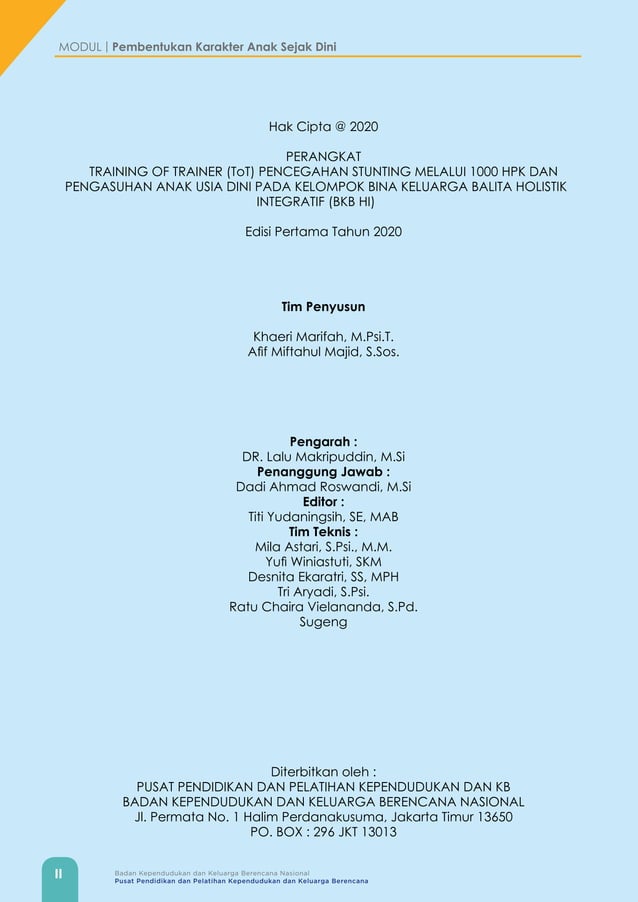 Modul pembentukan karakter sejak dini bkkbn rev4 | PDF