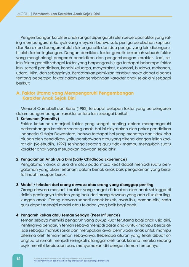 Modul pembentukan karakter sejak dini bkkbn rev4 | PDF
