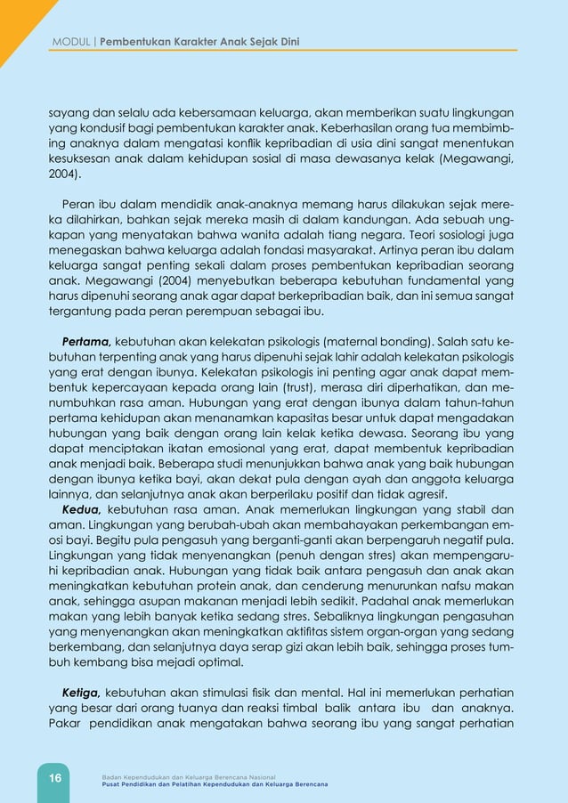 Modul pembentukan karakter sejak dini bkkbn rev4 | PDF