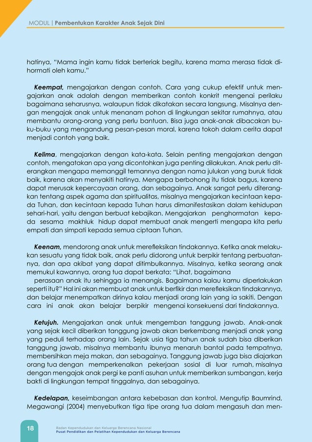 Modul pembentukan karakter sejak dini bkkbn rev4 | PDF