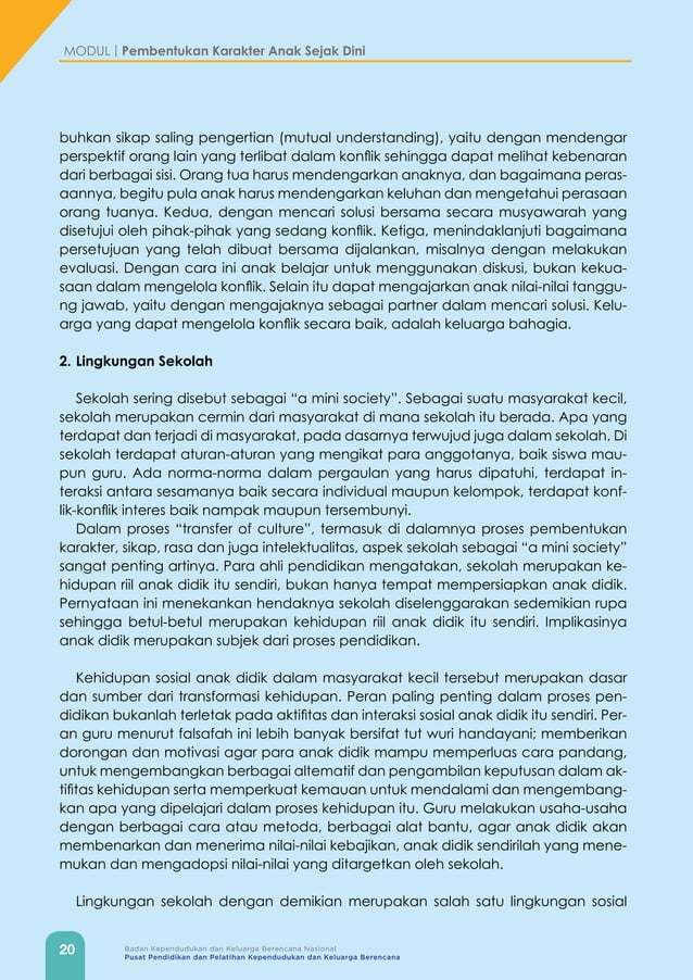 Modul pembentukan karakter sejak dini bkkbn rev4 | PDF