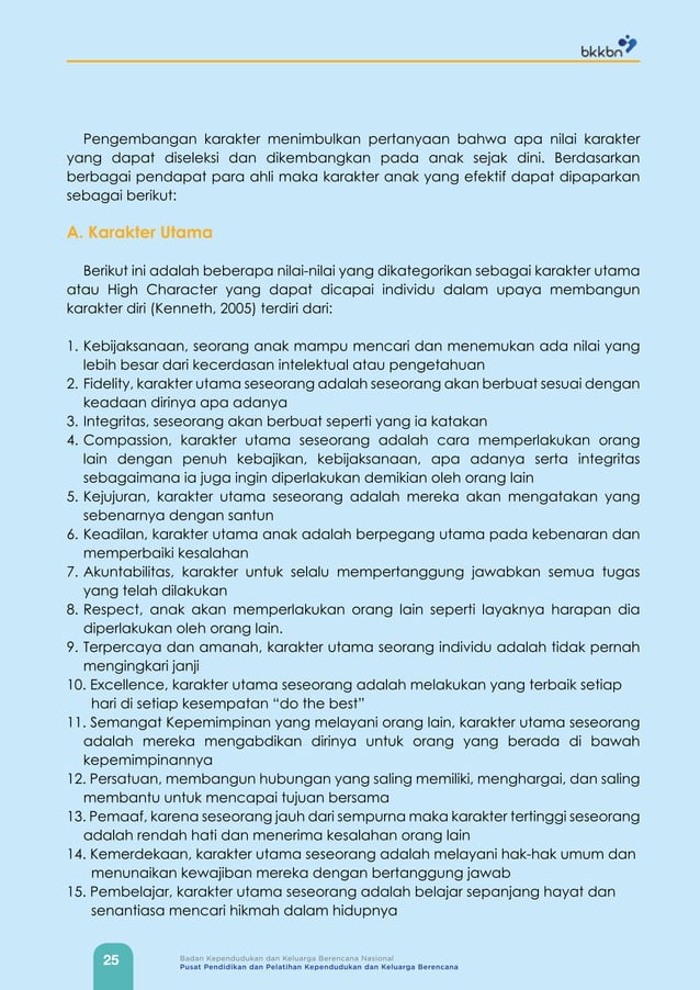 Modul pembentukan karakter sejak dini bkkbn rev4 | PDF