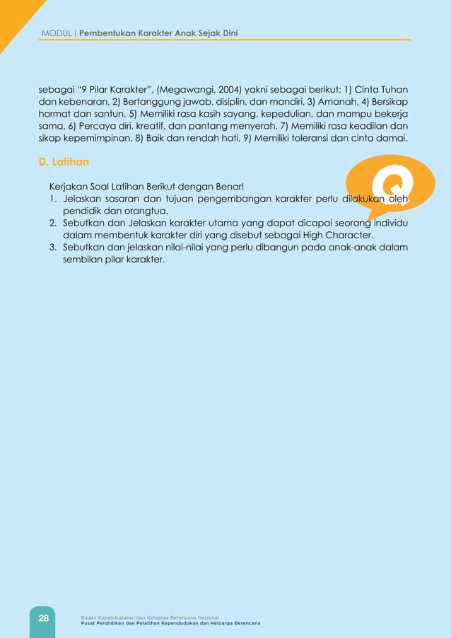 Modul pembentukan karakter sejak dini bkkbn rev4 | PDF