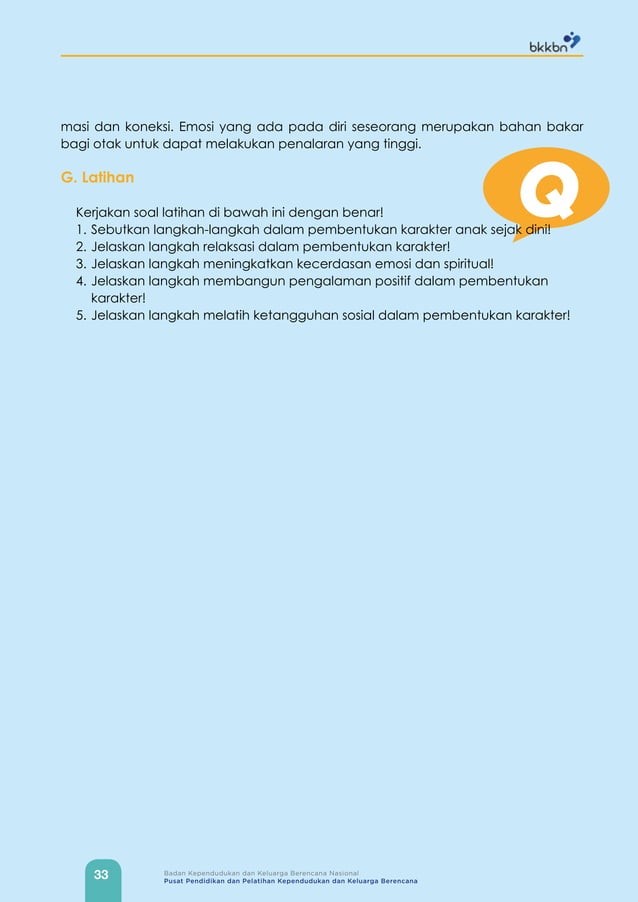 Modul pembentukan karakter sejak dini bkkbn rev4 | PDF