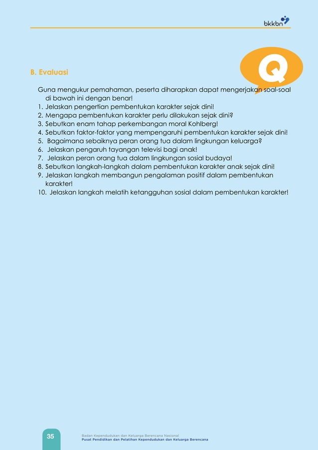 Modul pembentukan karakter sejak dini bkkbn rev4 | PDF