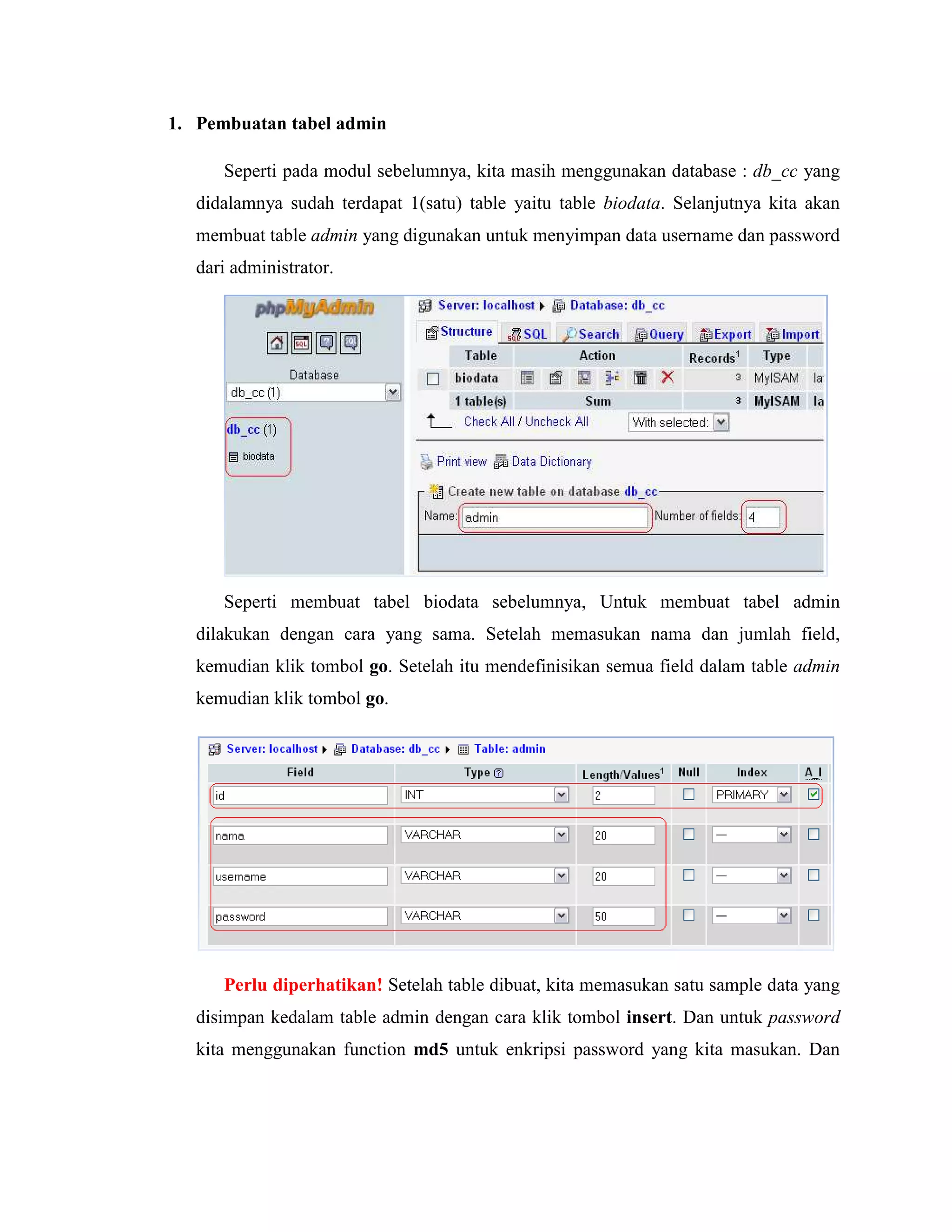 Modul pembuatan aplikasi login dengan php dan my sq lx | PDF