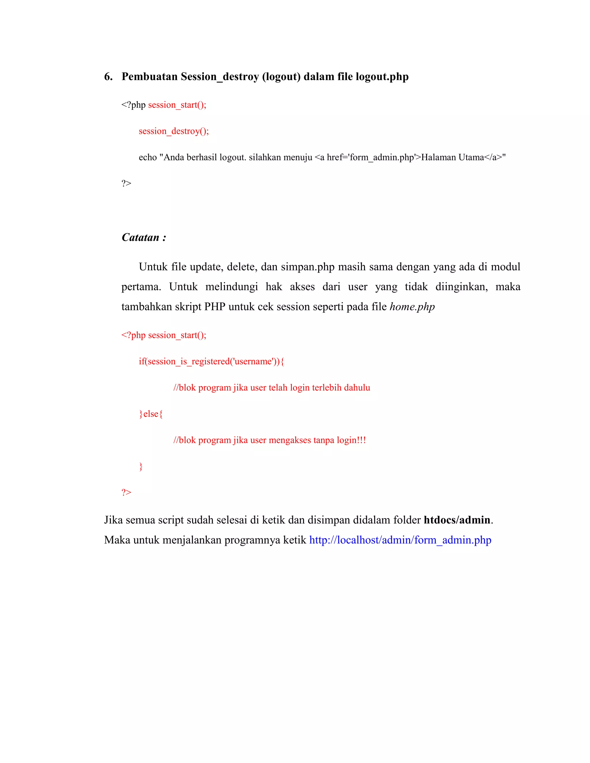 Modul pembuatan aplikasi login dengan php dan my sq lx | PDF
