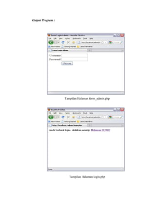 Modul pembuatan aplikasi login dengan php dan my sq lx | PDF