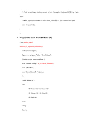 Modul pembuatan aplikasi login dengan php dan my sq lx | PDF