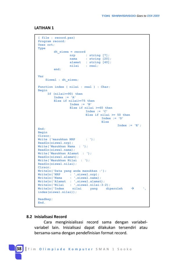 Modul pemrograman pascal toki smansasoo | PDF
