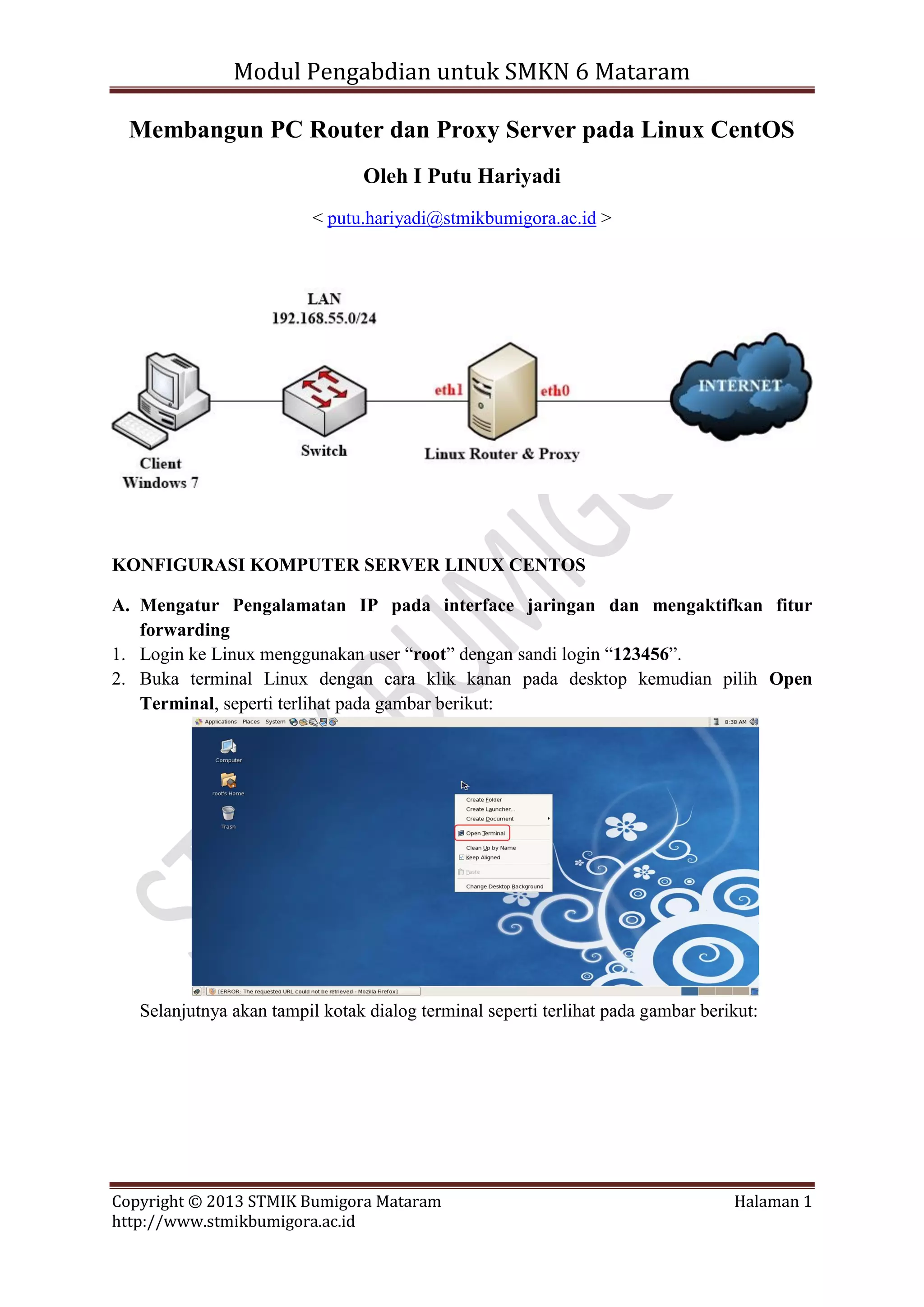 Modul Solusi UN SMK TKJ Paket 1 - Membangun PC Router & Proxy Server | PDF