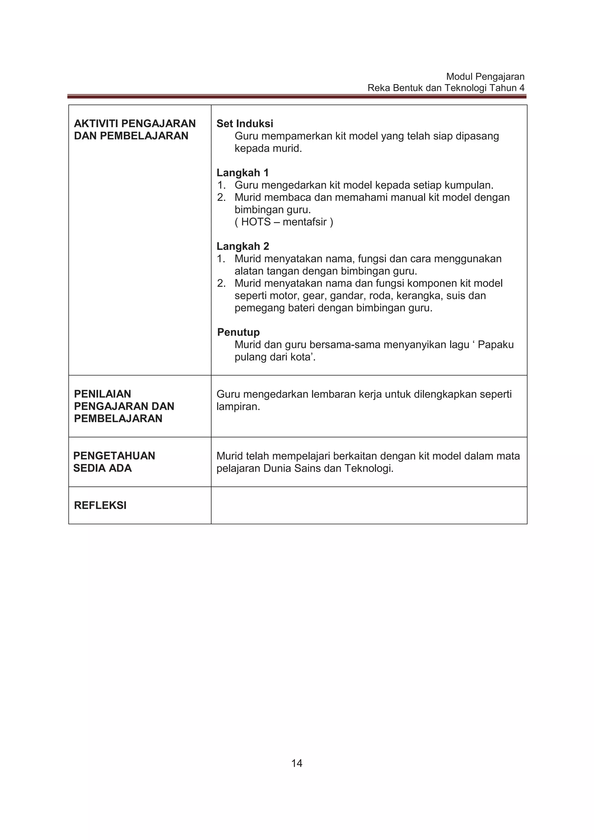 MODUL PENGAJARAN RBT TAHUN 4 (TERBARU) DSKP | PDF