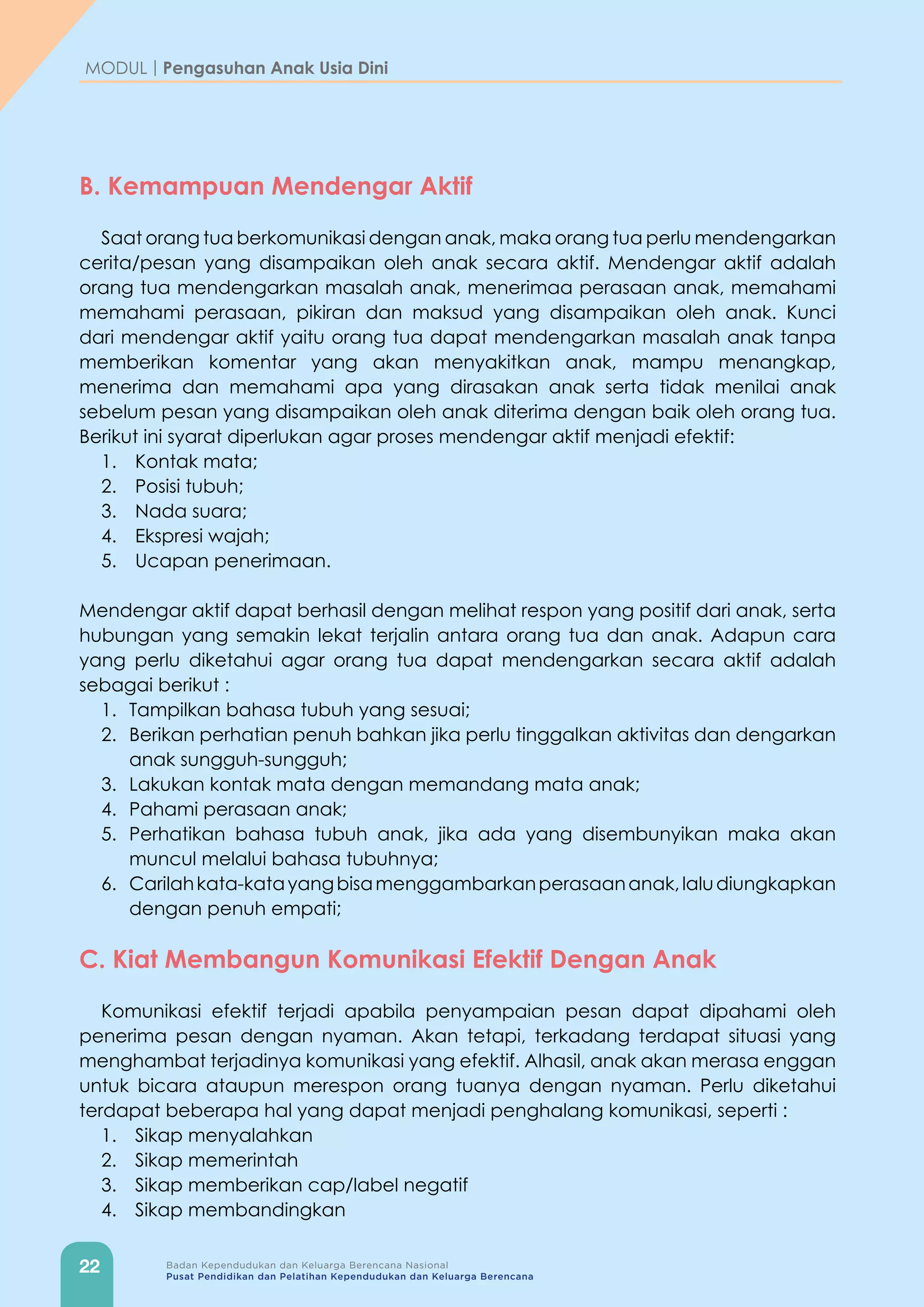 Modul pengasuhan anak usia dini bkkbn rev4 | PDF