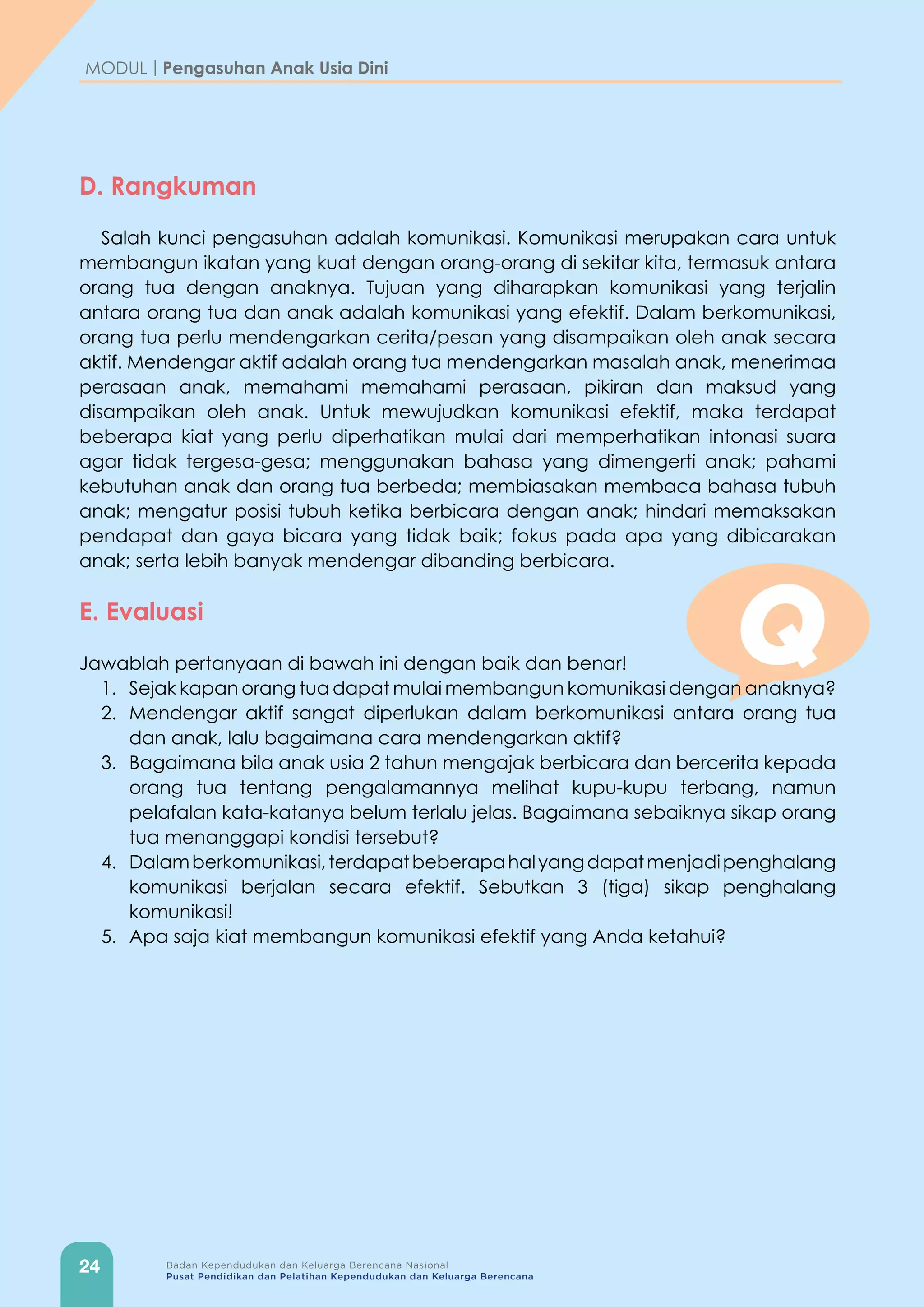 Modul pengasuhan anak usia dini bkkbn rev4 | PDF