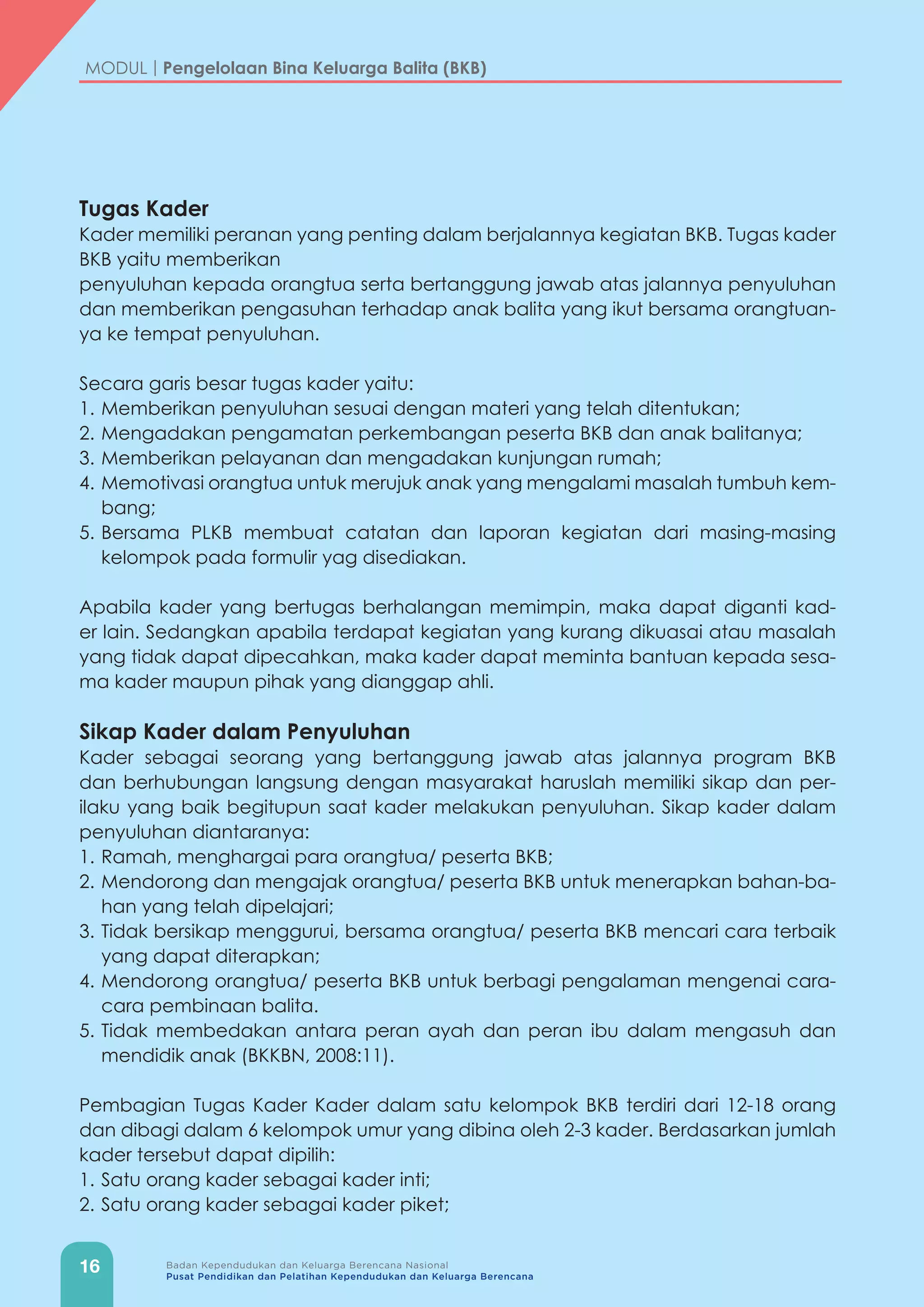 Modul pengelolaan bkb bkkbn final | PDF