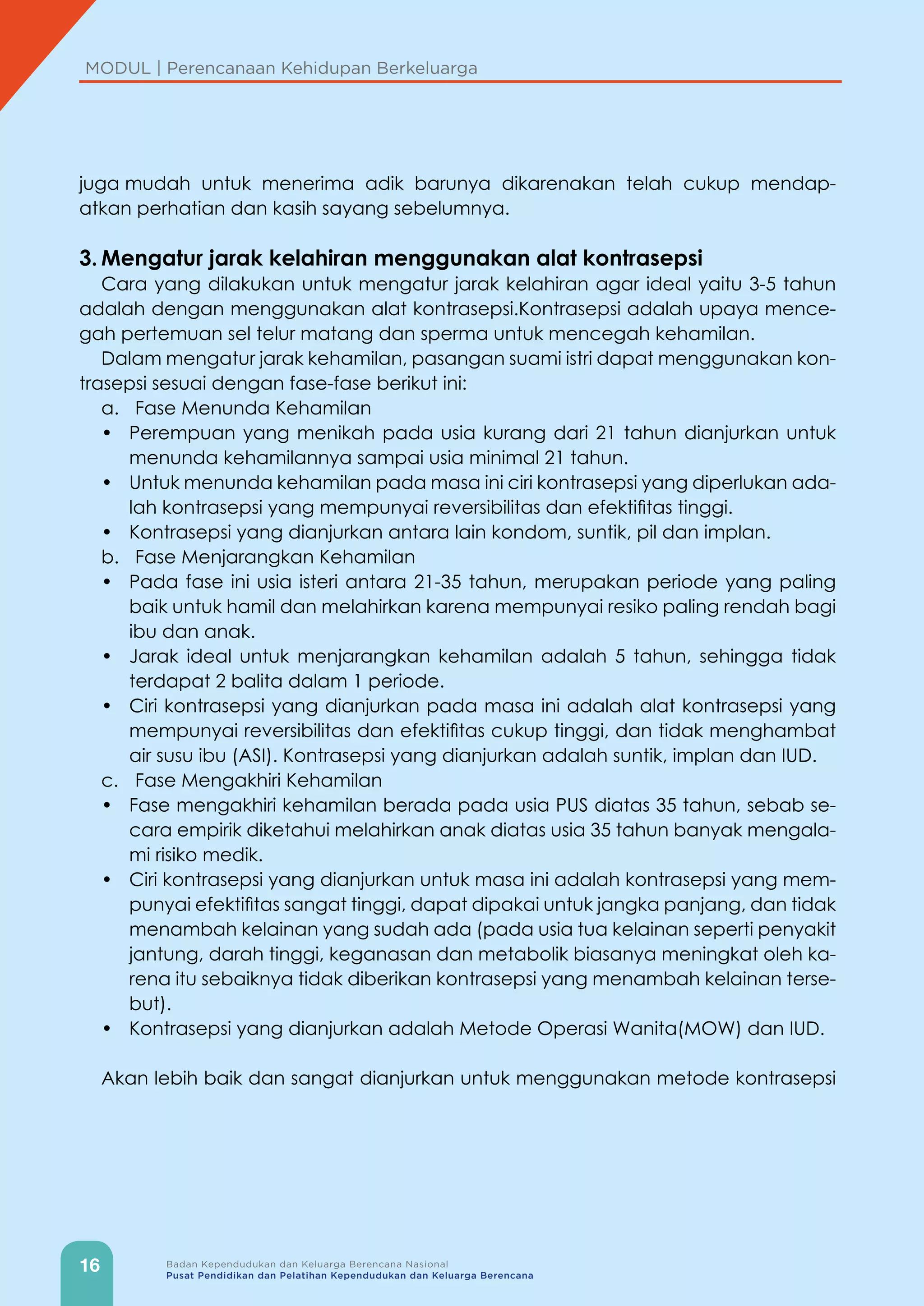 Modul perencanaan kehidupan berkeluarga bkkbn rev4 | PDF
