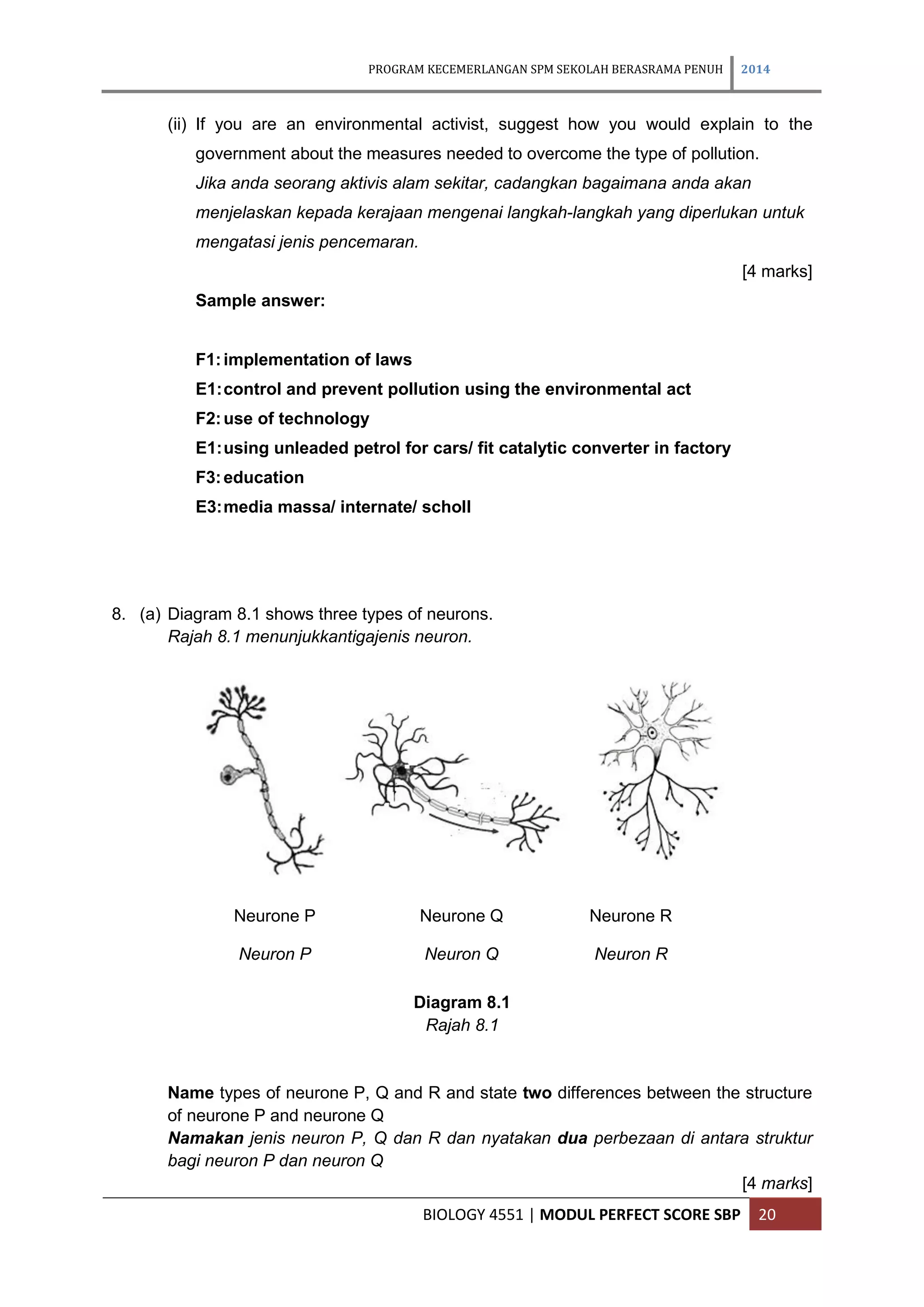 Modul perfect score sbp biology spm 2014 skema | PDF