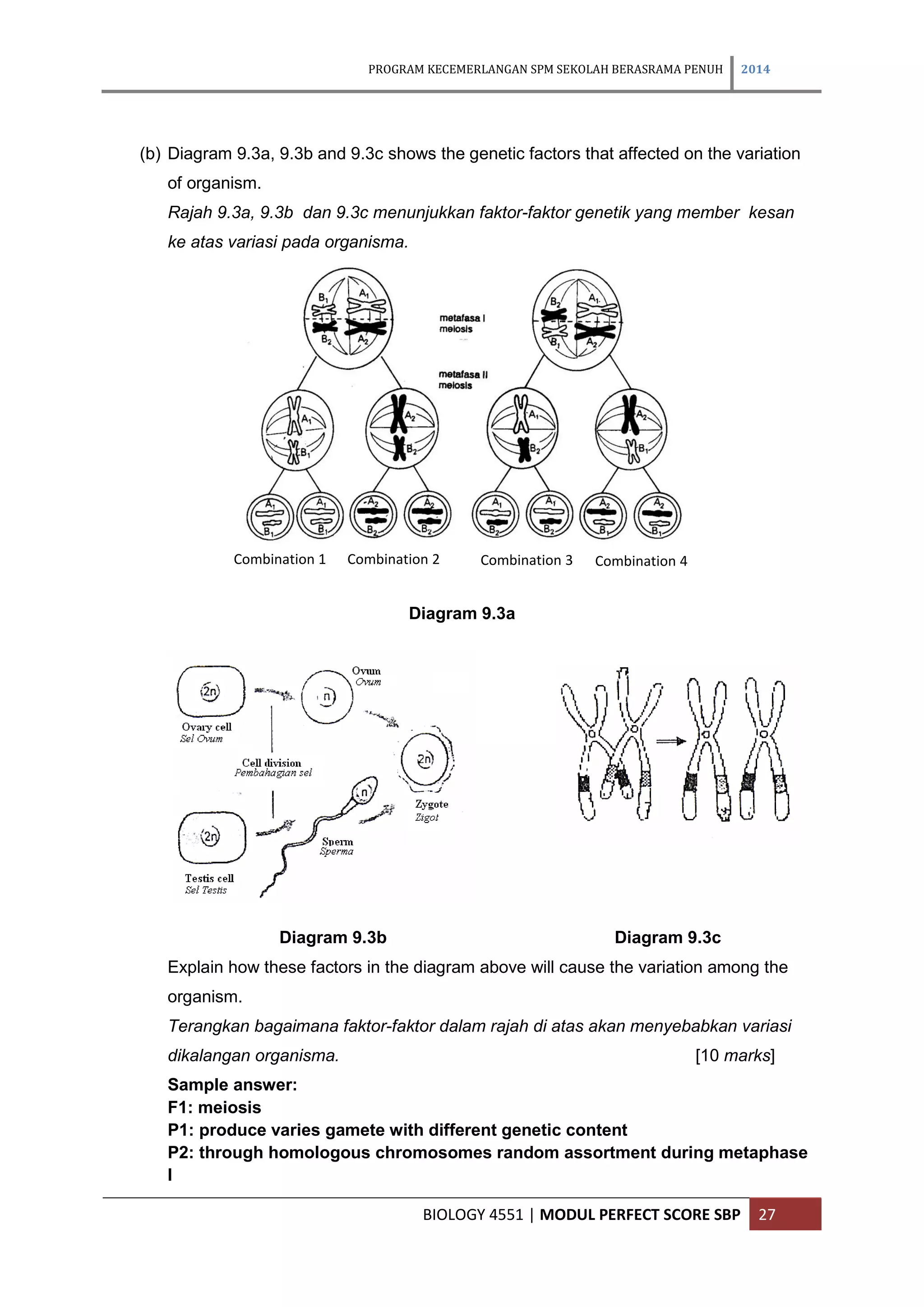 Modul perfect score sbp biology spm 2014 skema | PDF