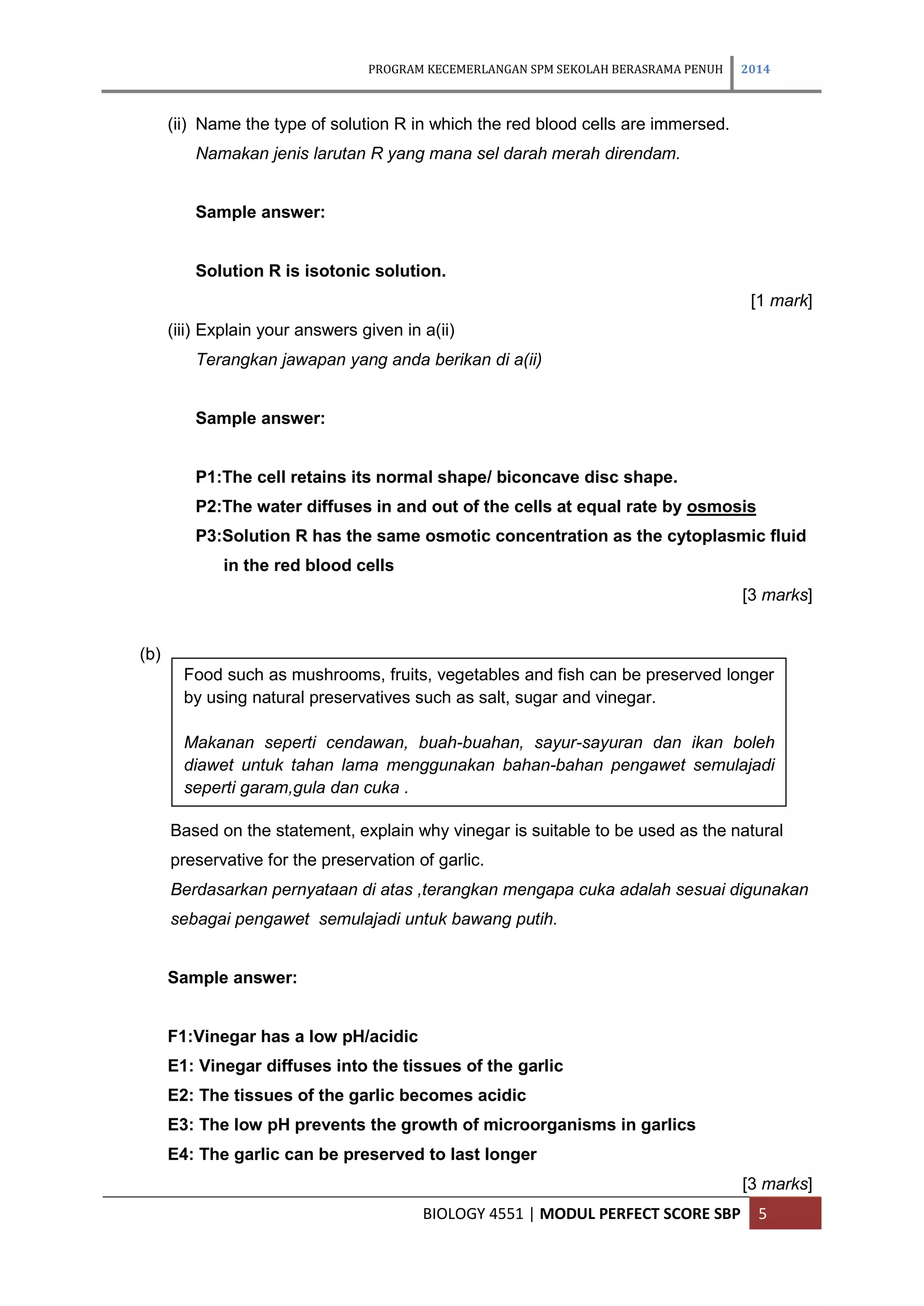 Modul perfect score sbp biology spm 2014 skema | PDF