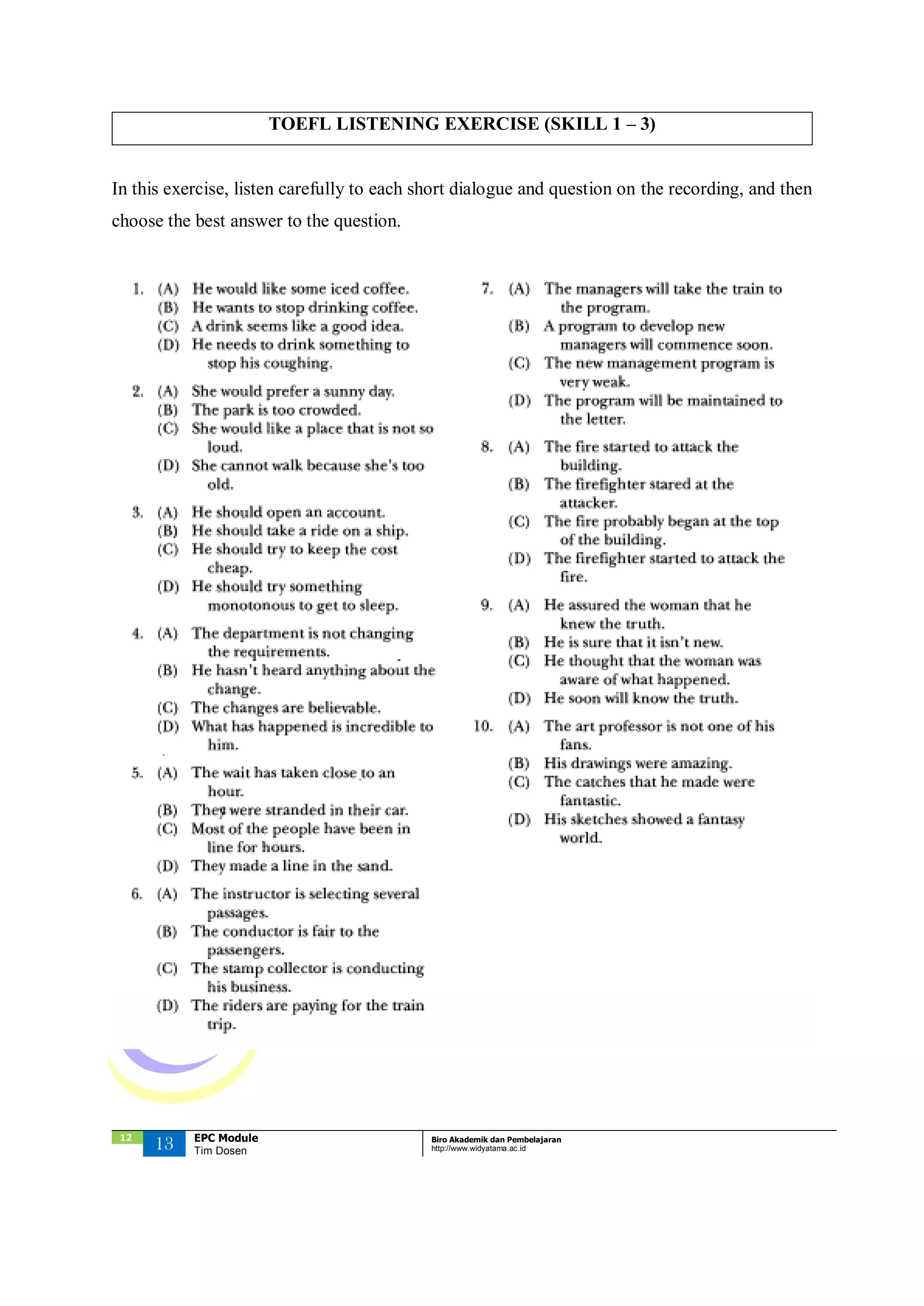 MODUL PERKULIAHAN - Mata Kuliah English for Proficiency Certification (EPC) | PDF