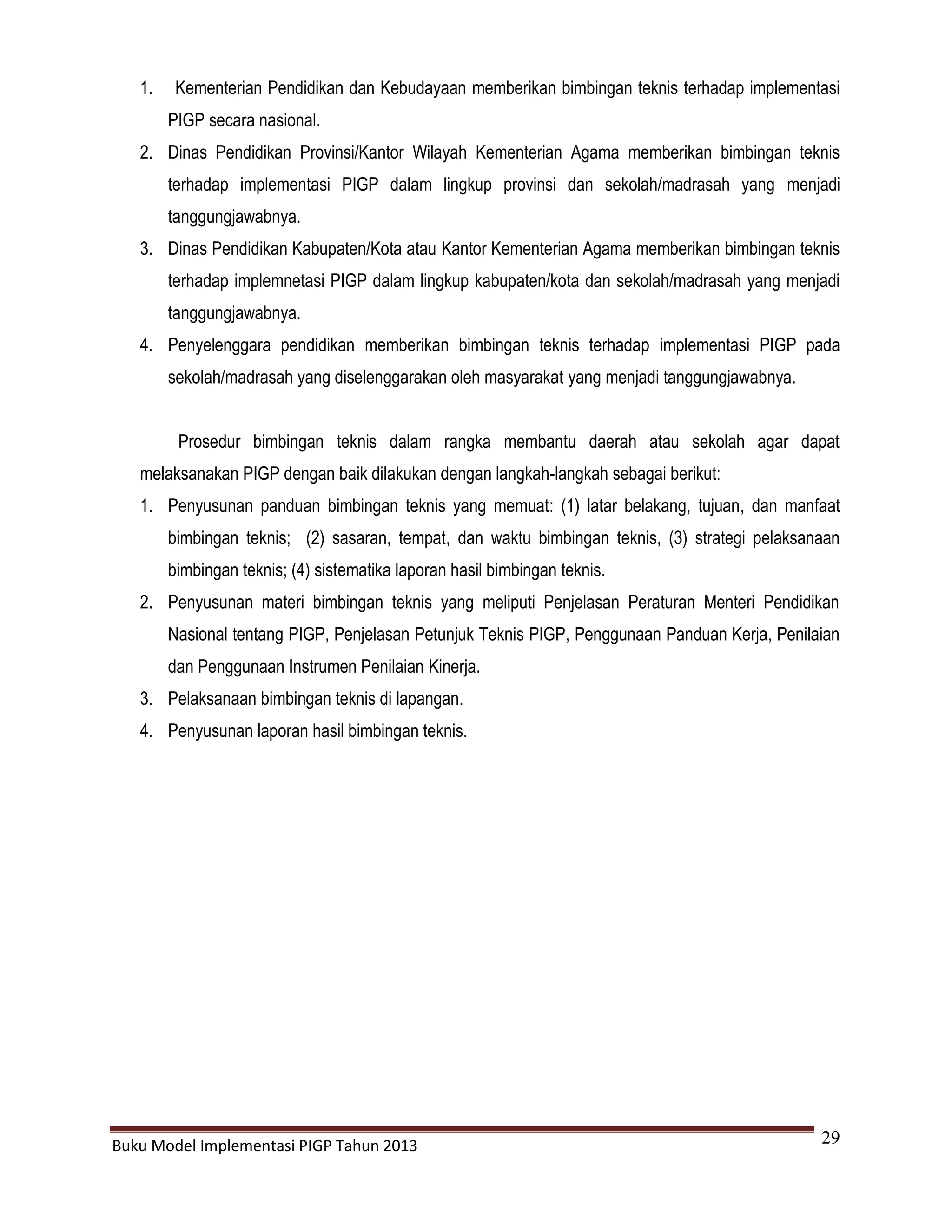 BUKU MODEL IMPLEMENTASI PROGRAM INDUKSI BAGI GURU PEMULA (PIGP) | PDF