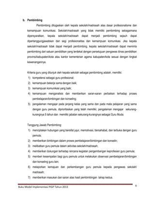 BUKU MODEL IMPLEMENTASI PROGRAM INDUKSI BAGI GURU PEMULA (PIGP) | PDF